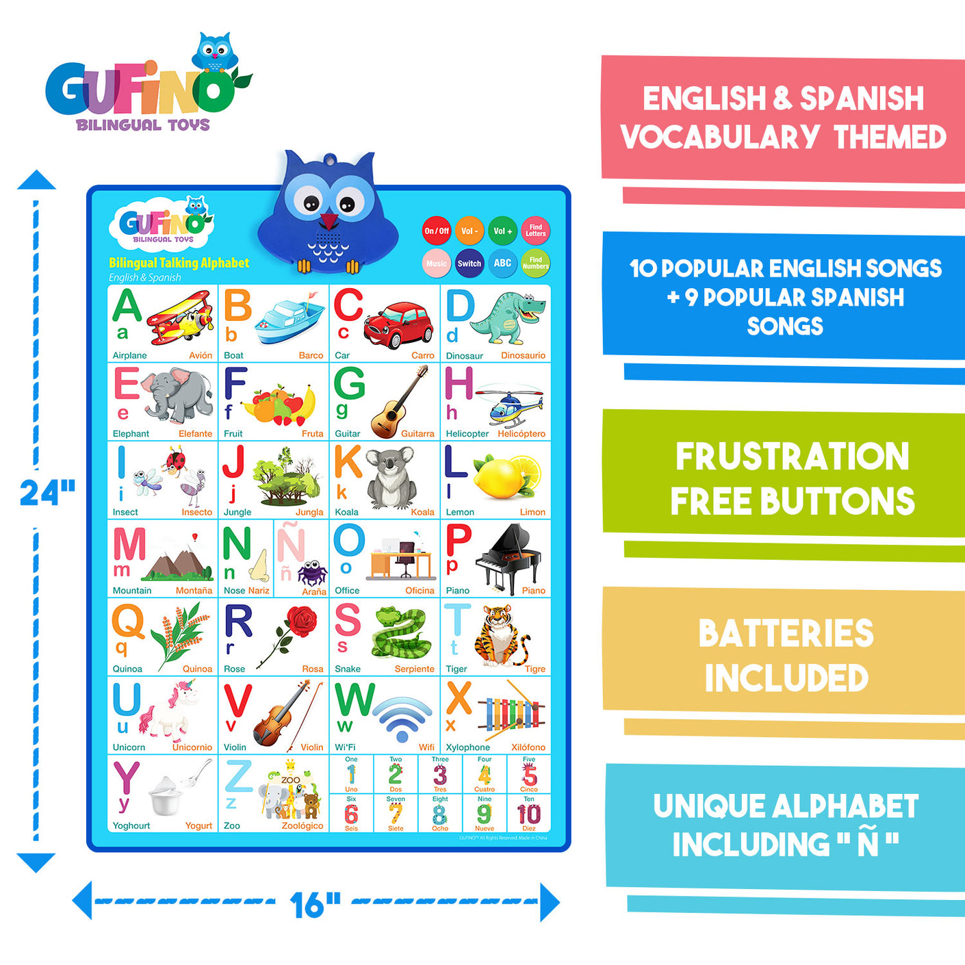 Bilingual Electronic Poster | Alphabet Learning Toys for Toddlers ...