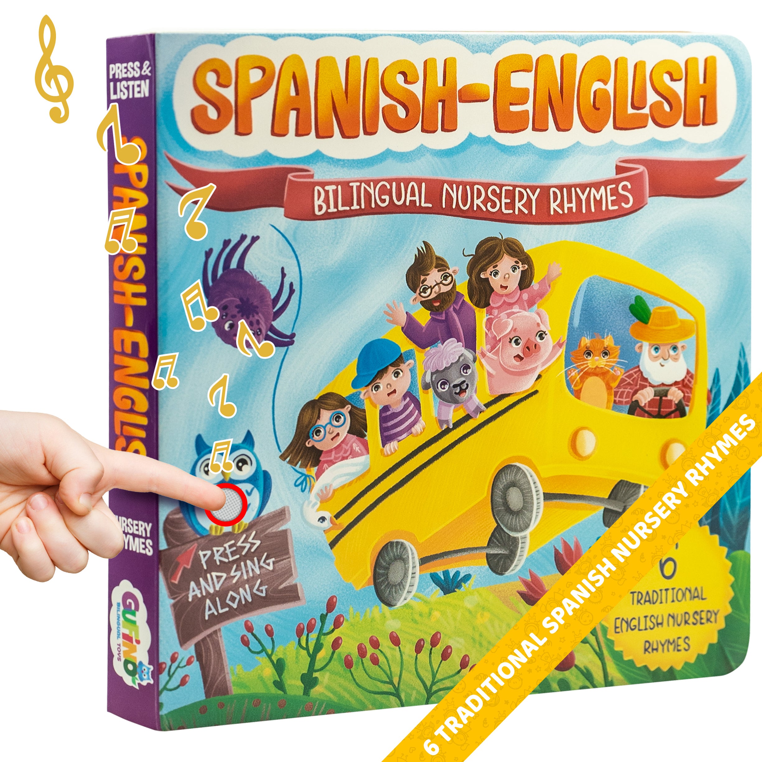 Bilingual Books Spanish English | Nursery Rhymes Sound Book - Gufino ...