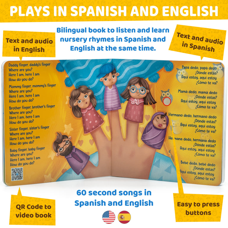 Bilingual Books Spanish English | Nursery Rhymes Sound Book - Gufino ...