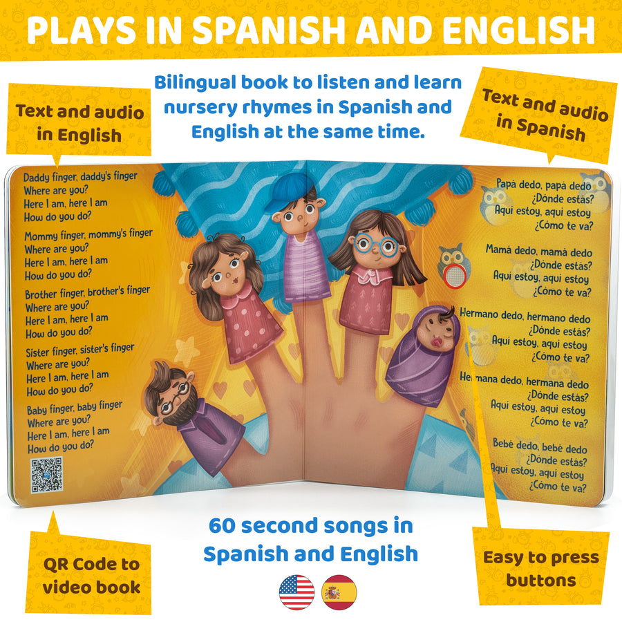 Bilingual Books Spanish English | Nursery Rhymes Sound Book - Gufino ...