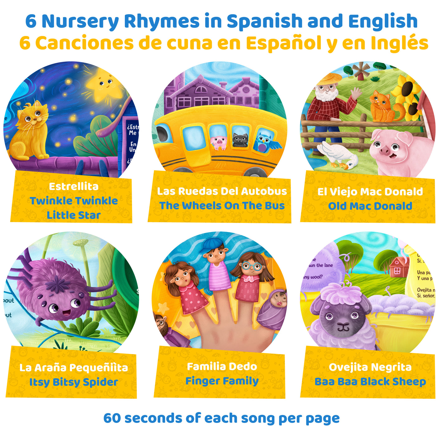 Bilingual Books Spanish English | Nursery Rhymes Sound Book - Gufino ...