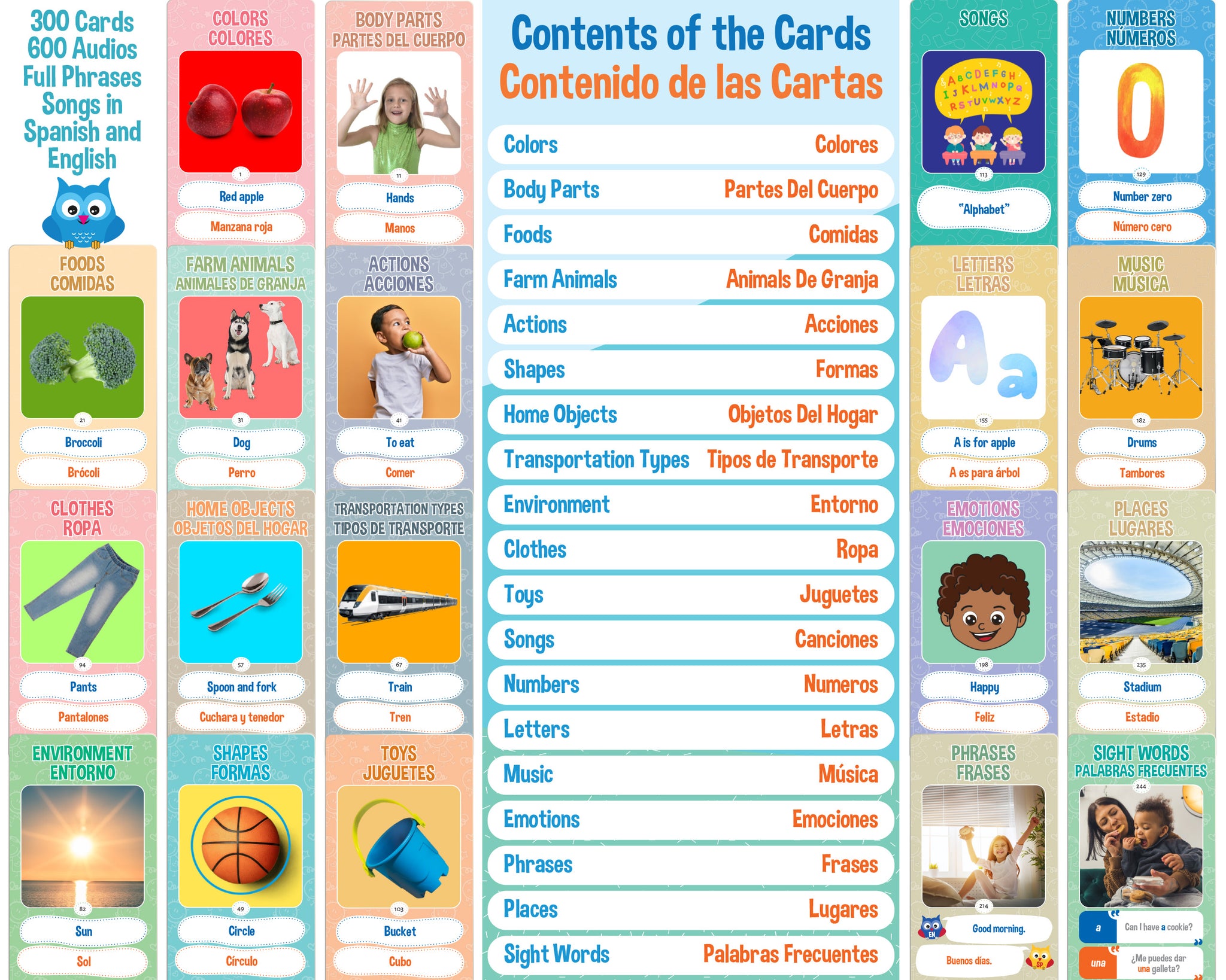 English & Spanish Flash Cards for Kids - Bilingual Flash Cards – Gufino ...